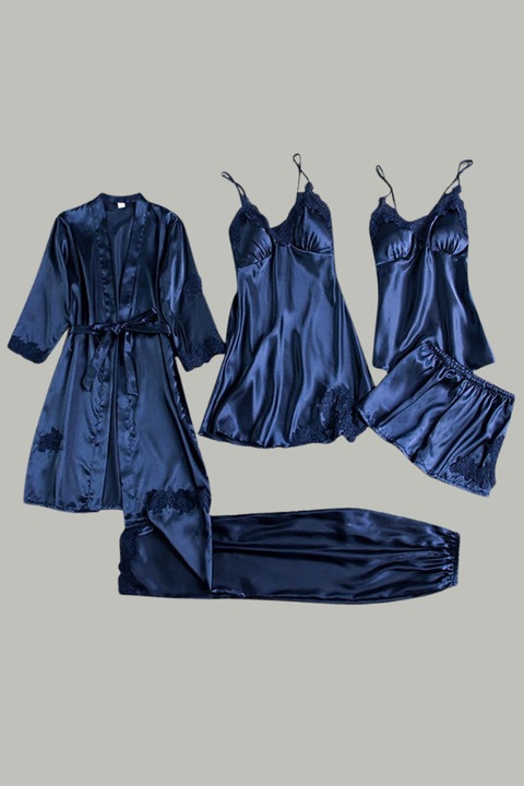 Set Pijamale din Satin si Broderie din Dantela, Elegant si Provocator ...
