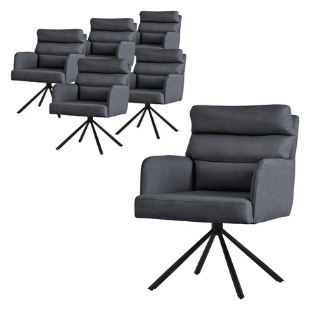 Set 6 scaune dining ML-Design, antracit, poliester, 64.5x64x93cm ...