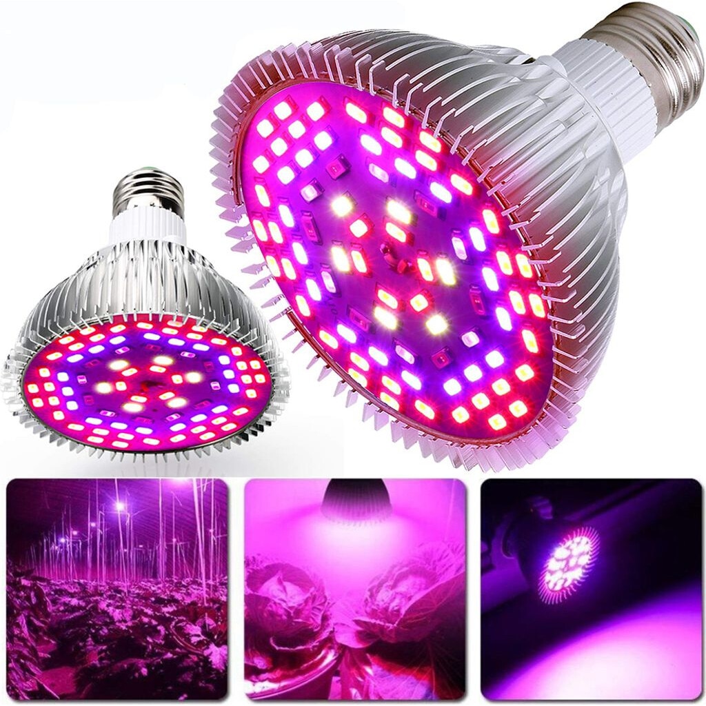 LED növesztő lámpa 30W, 40 LED, teljes spektrum, E27, 95x58mm - eMAG.hu