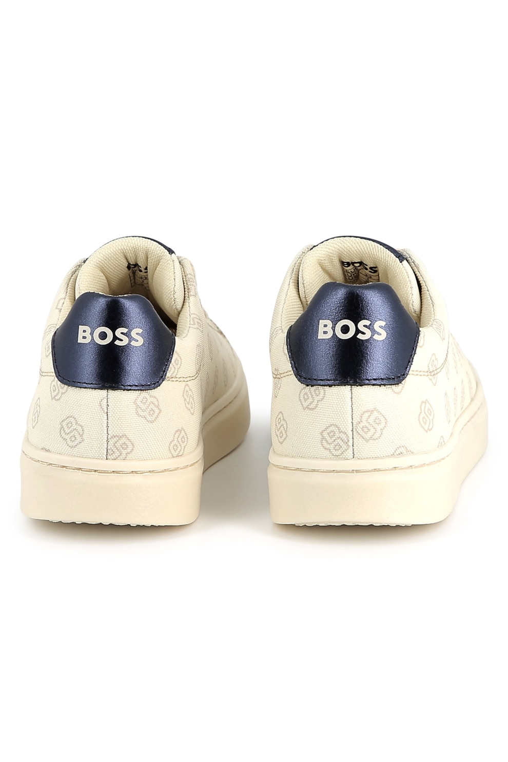 BOSS Kidswear, Pantofi sport cu model monograma, Negru, Bej deschis, 32 ...