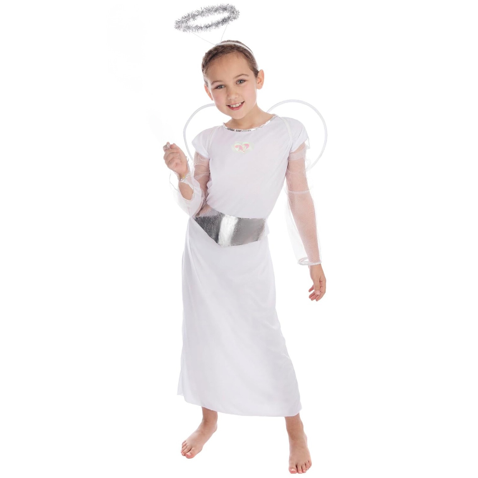 Set costumas pentru copii ingeras, Zola®, 4 piese, rochita, coronita, condon si aripioare, 110 ...