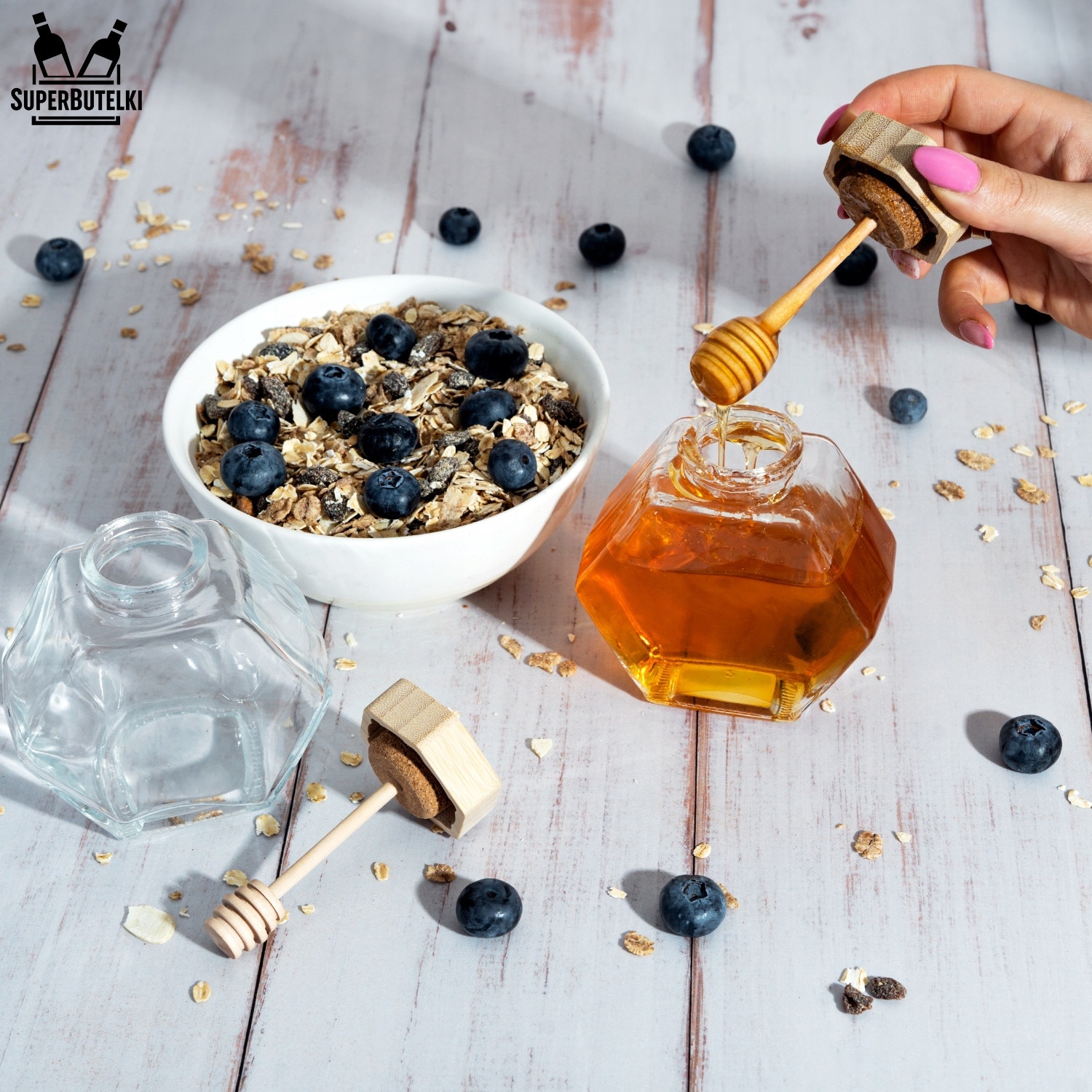 Borcan De Miere, 220Ml, Hexagonal, Honeycomb, Plus Cup Pentru Nunta, Cadou, Transparent - eMAG.ro