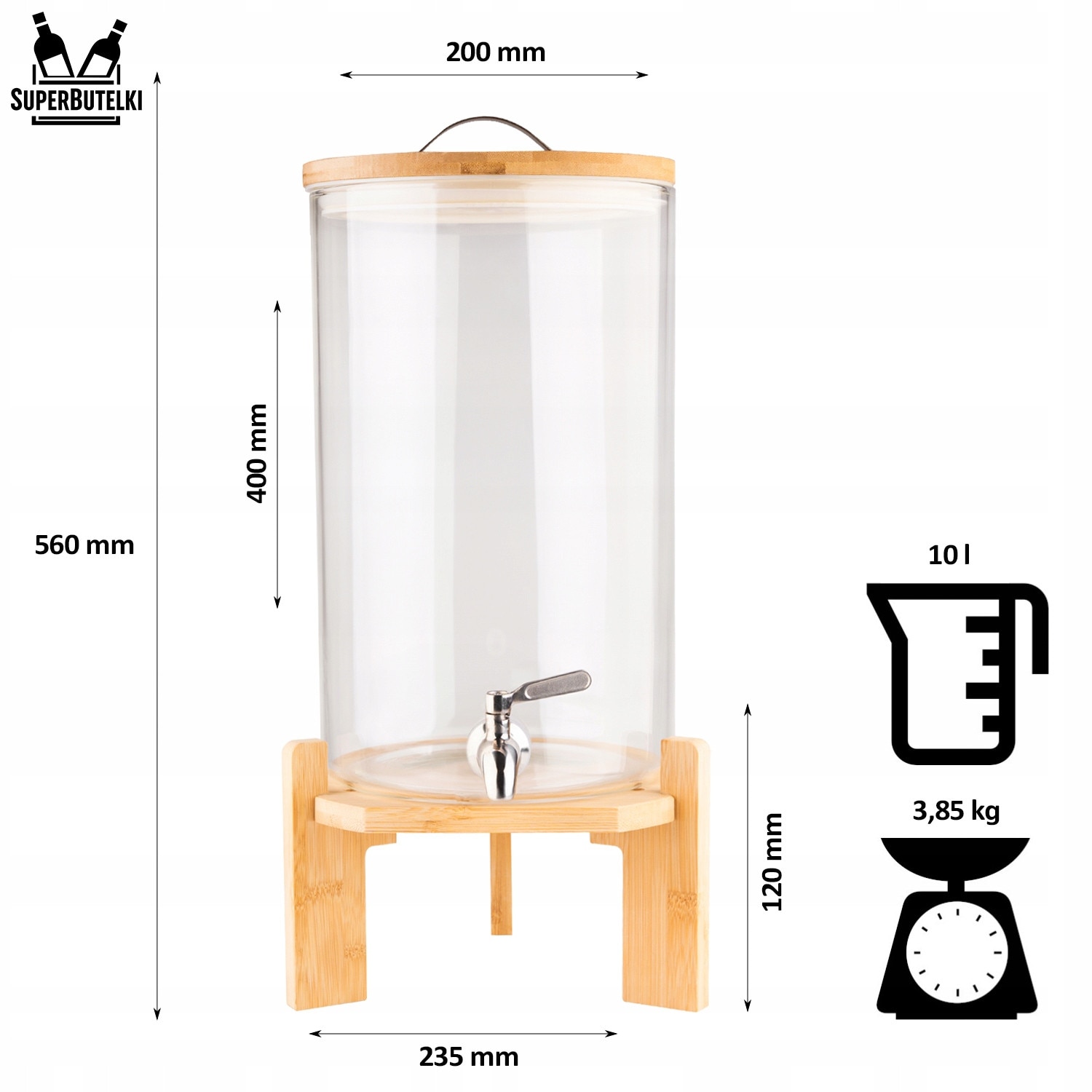 Borcan De Sticla, SuperButelki, 10 L, Cu Robinet, Recipient De ...