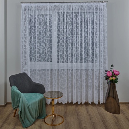 Perdea Pascani alba motiv floral, 300x240 cm - eMAG.ro