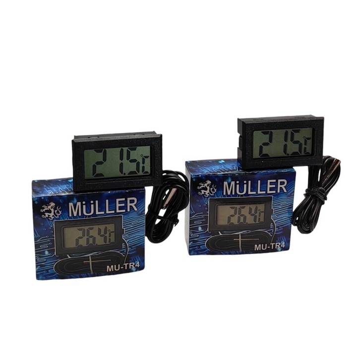 Set 2 termometre digitale Muller®️, MU-2TR4, cu afisare senzor pe cablu ...