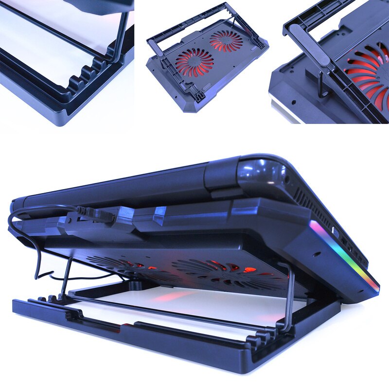 Racitor laptop AABCOOLING Gemini, 2 ventilatoare, negru, 10-17.3 inch ...