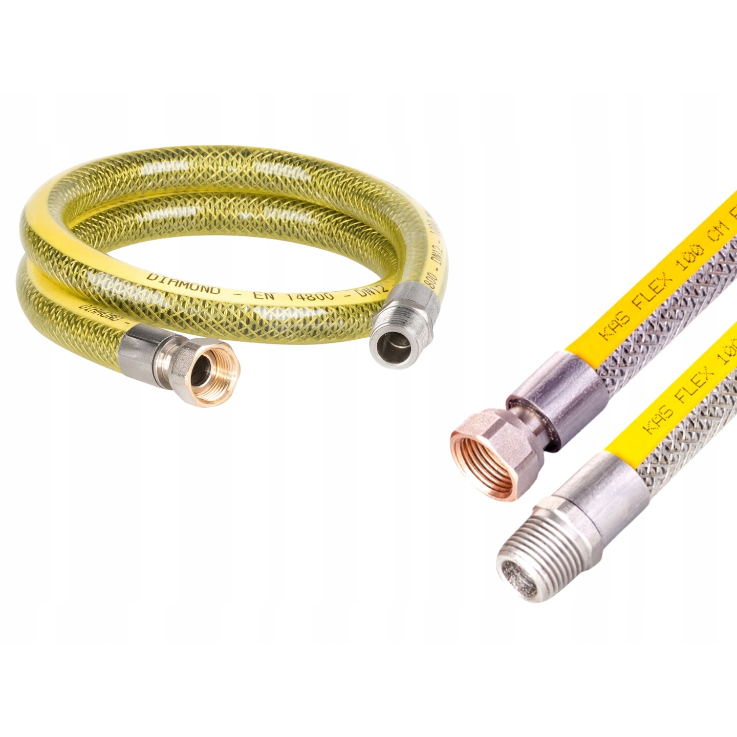 Furtun pentru aragaz, Diamond, Inox, Flexibil, 1.25m, 1/2", Galben ...