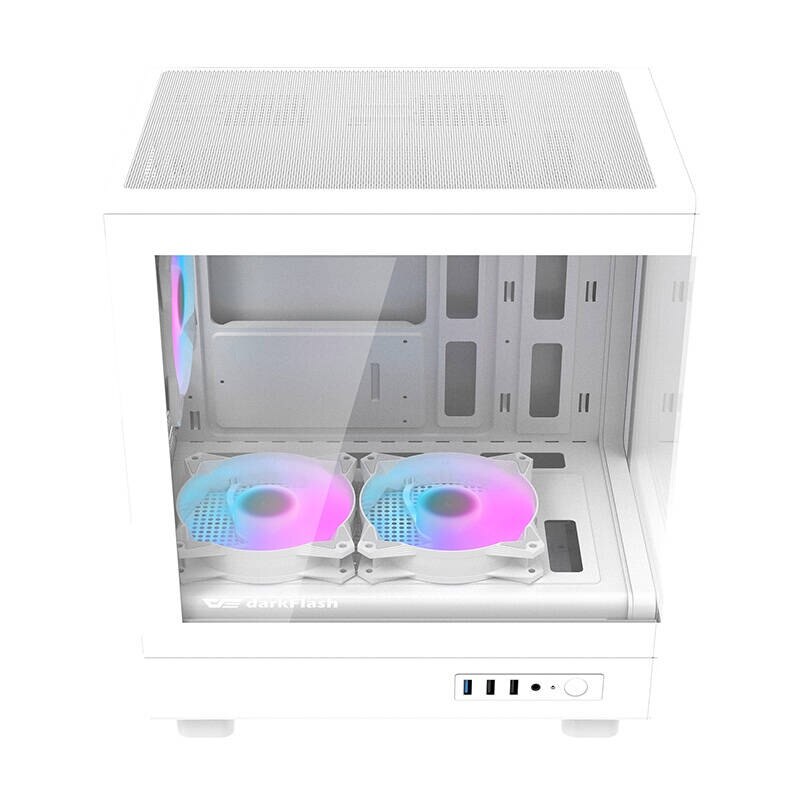 Carcasa Mini Tower Darkflash DB330M, 3 ventilatoare ARGB, alb ...