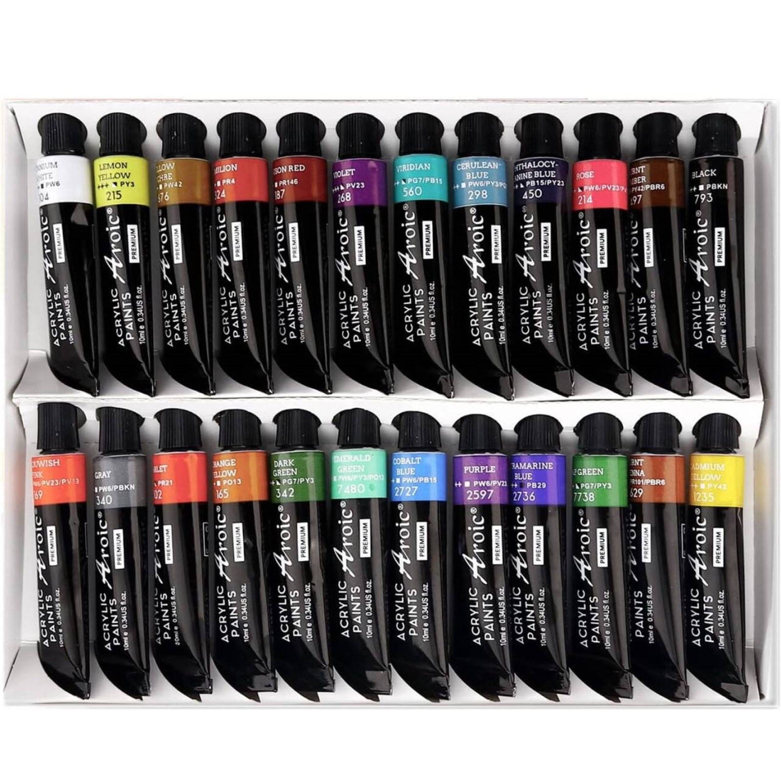 Set Vopsele Acrilice, SINBINTA, 24 Culori x 10 ml/Tub, Putere puternica ...