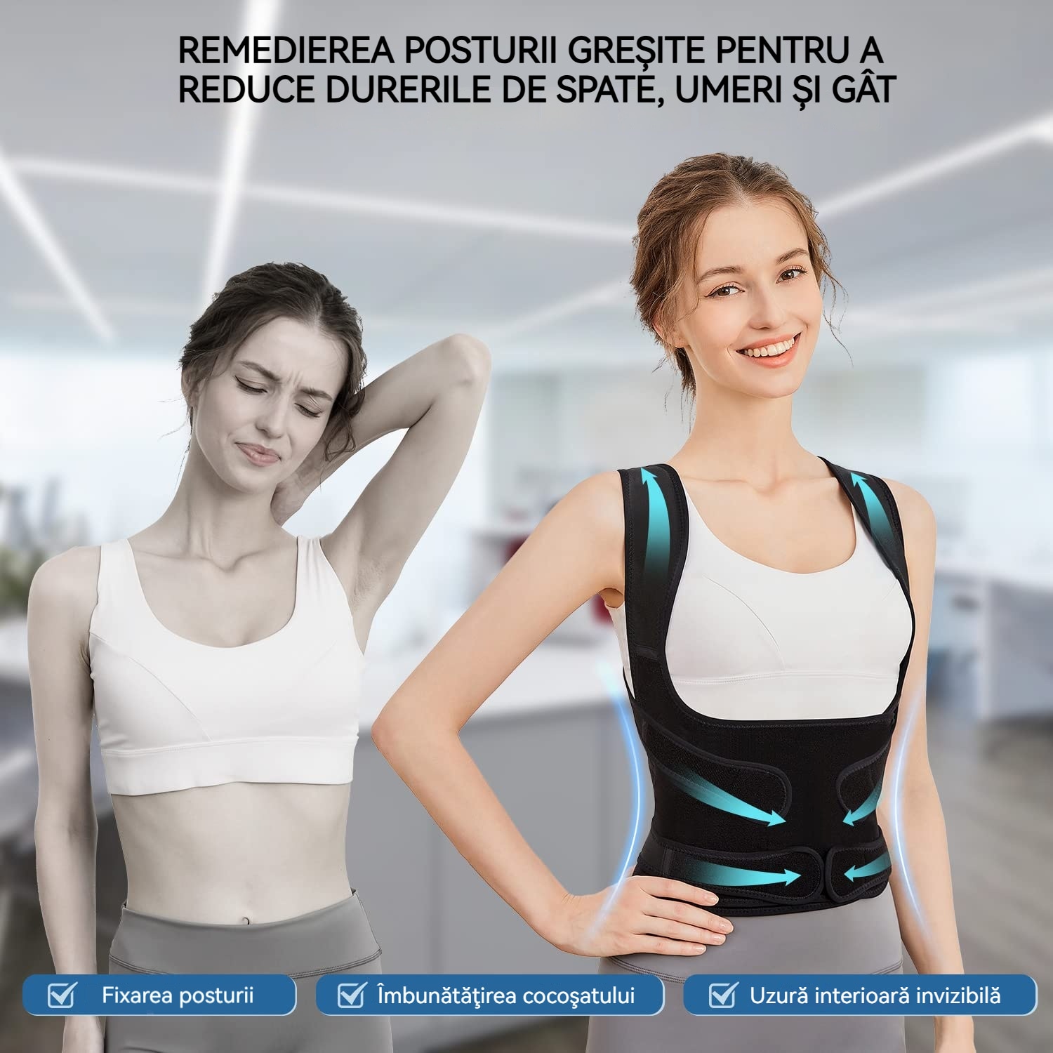 Corector de postura YSBER pentru indreptare spate, coloana si umeri ...