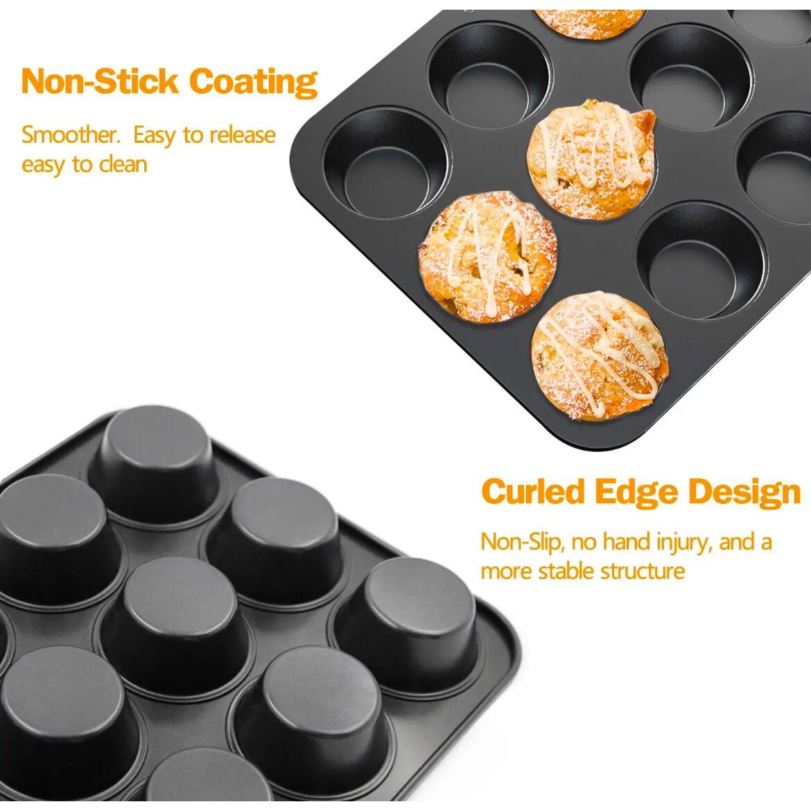 Tava de copt Lotfi, ideala pentru briose, cupcake, material compatibil ...
