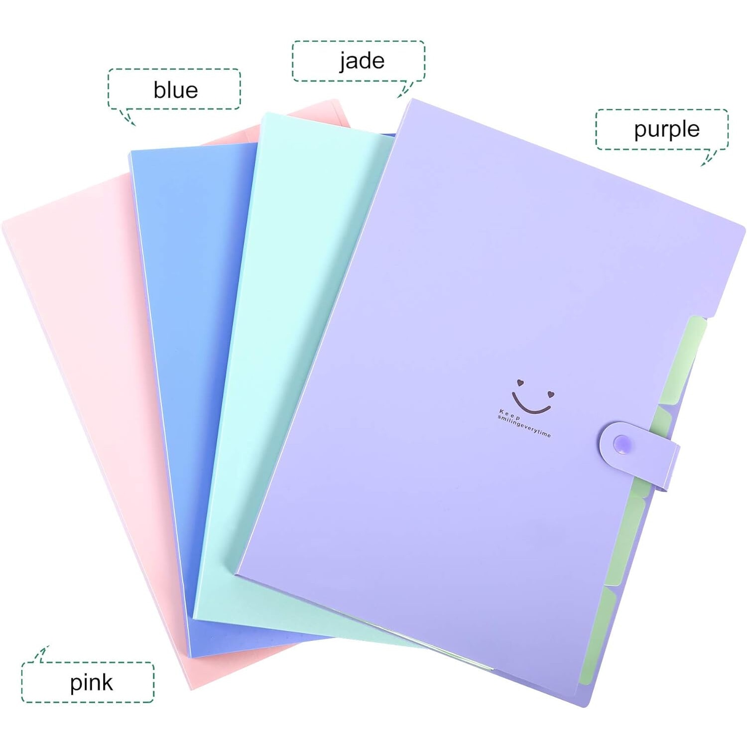 Set 4 dosare, Design cu clema, cu 5 buzunare si 32 de etichete ...