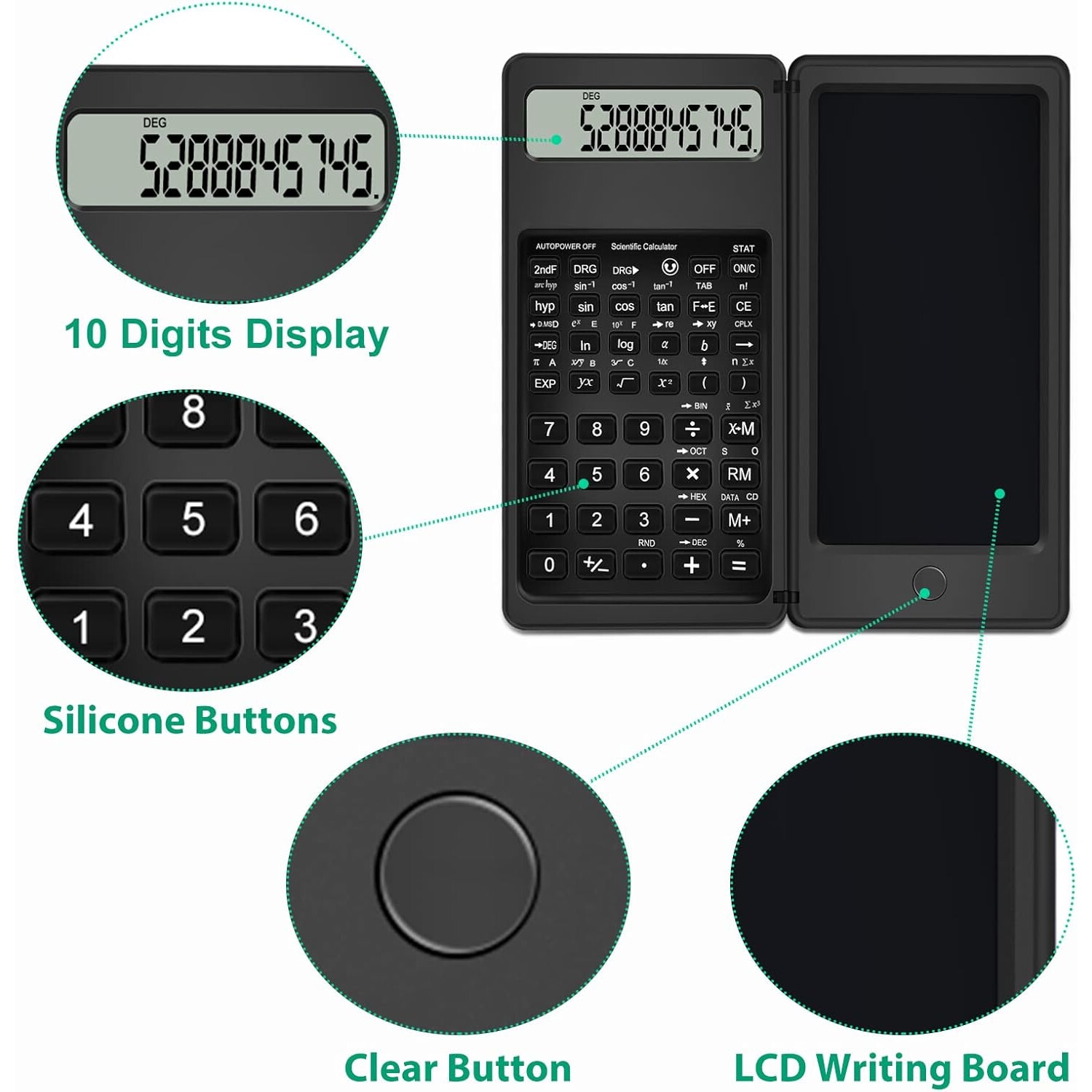Calculator Stiintific Kesment, 10 Cifre LCD Desktop Calculator Solar ...