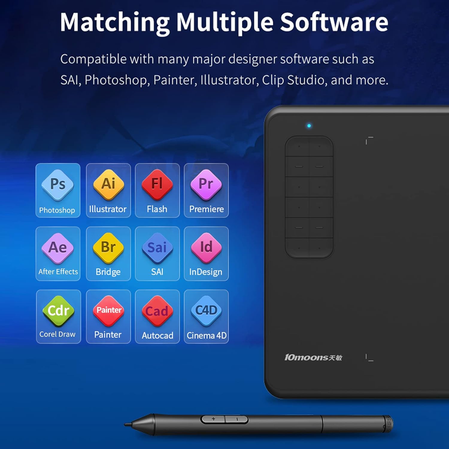 Tableta Grafica, Excitat®, 10 x 6 inchi, 12 taste rapide, 8192 niveluri ...