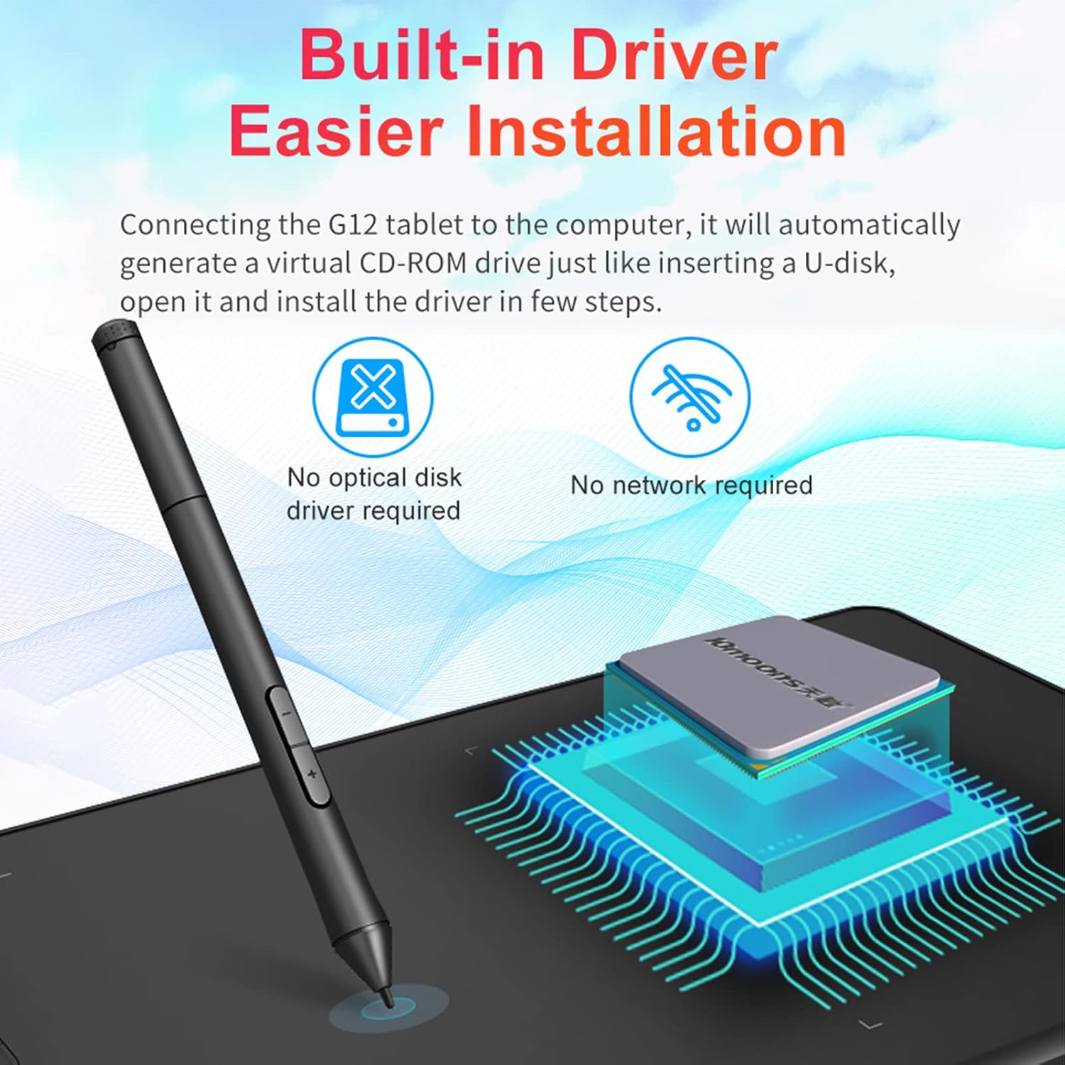 Tableta Grafica, Excitat®, 10 x 6 inchi, 12 taste rapide, 8192 niveluri ...