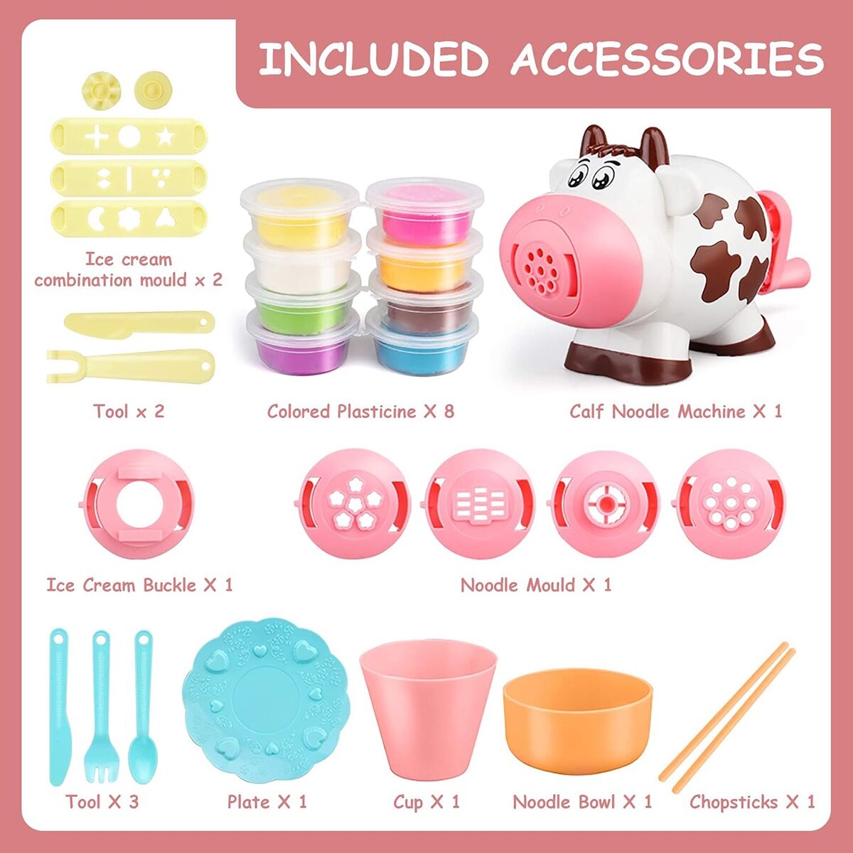 Set pasta modelabila/accesorii pentru copii, design vaca, 8 culori ...