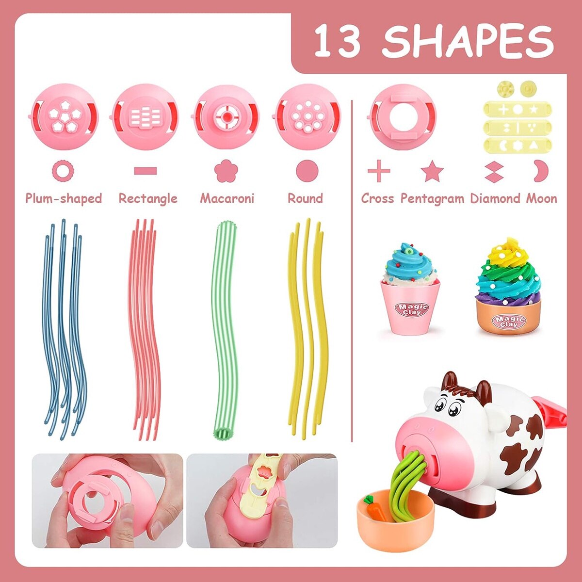 Set pasta modelabila/accesorii pentru copii, design vaca, 8 culori ...