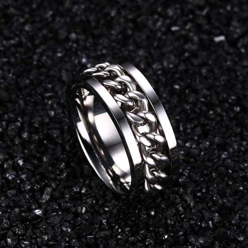 Inel fidget, inel pentru reducerea anxietatii, inel cu lant pentru ...