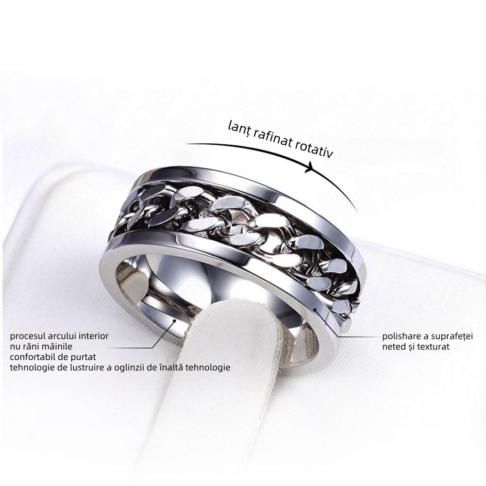 Inel fidget, inel pentru reducerea anxietatii, inel cu lant pentru ...