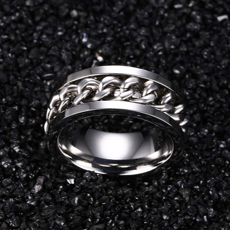 Inel fidget, inel pentru reducerea anxietatii, inel cu lant pentru ...