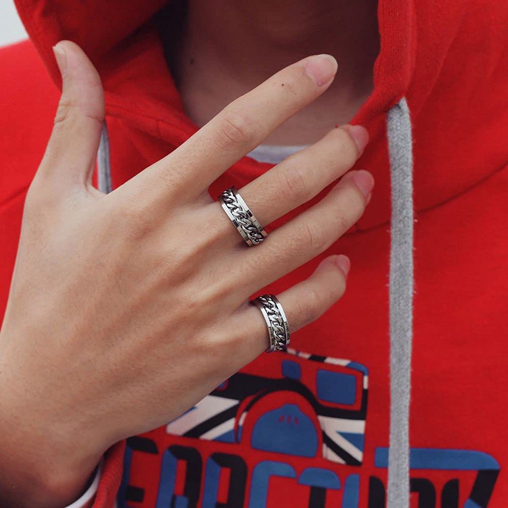 Inel fidget, inel pentru reducerea anxietatii, inel cu lant pentru ...