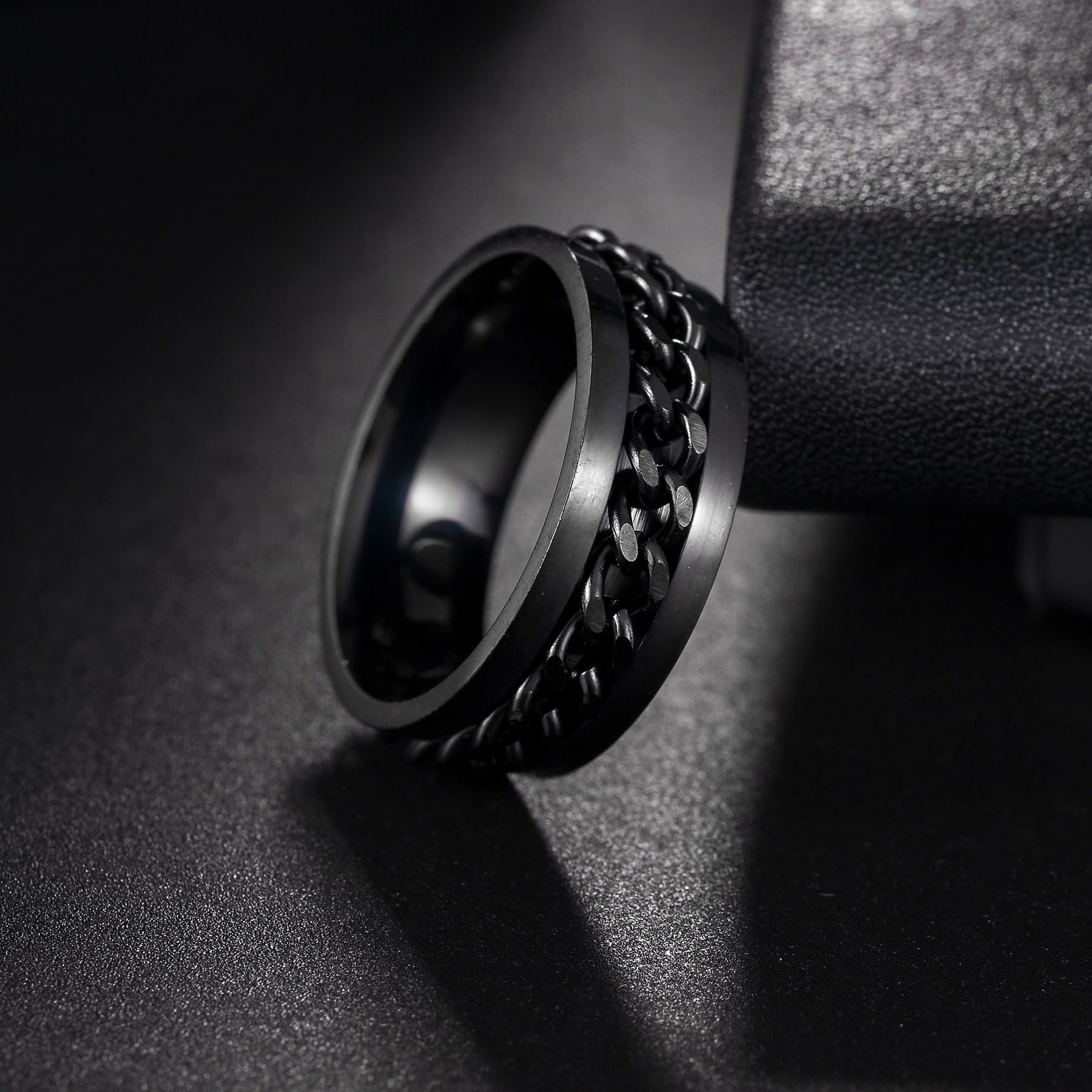 Inel fidget, inel pentru reducerea anxietatii, inel cu lant pentru ...