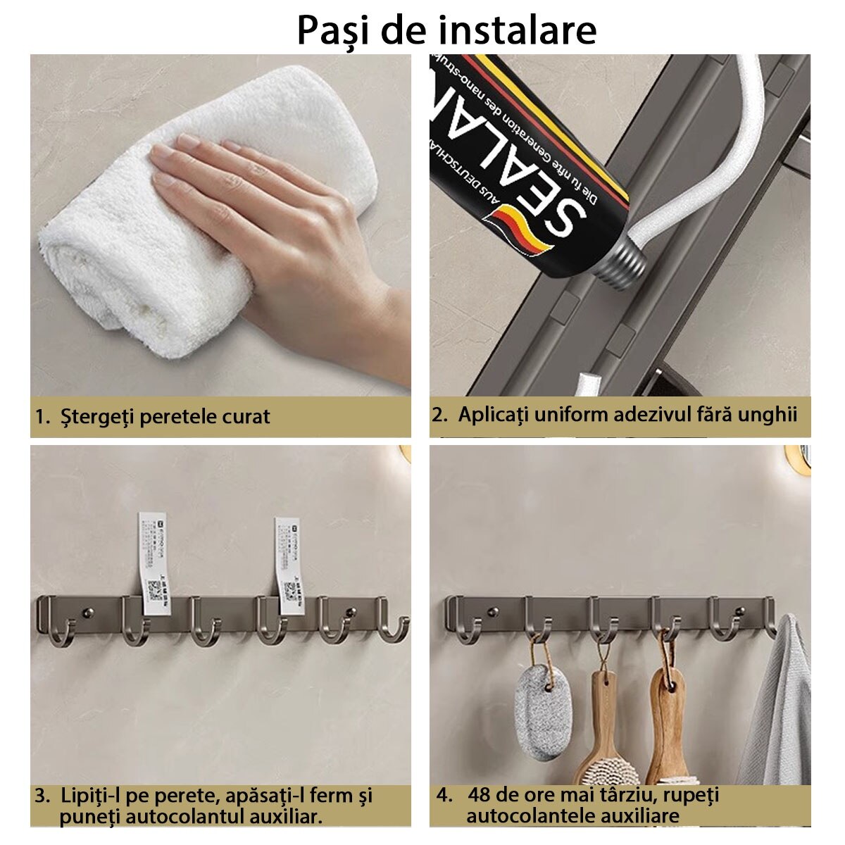 Set 2 cuiere, Cuier usa, Aluminiu, Gaurire sau autoadezive, Constructie ...