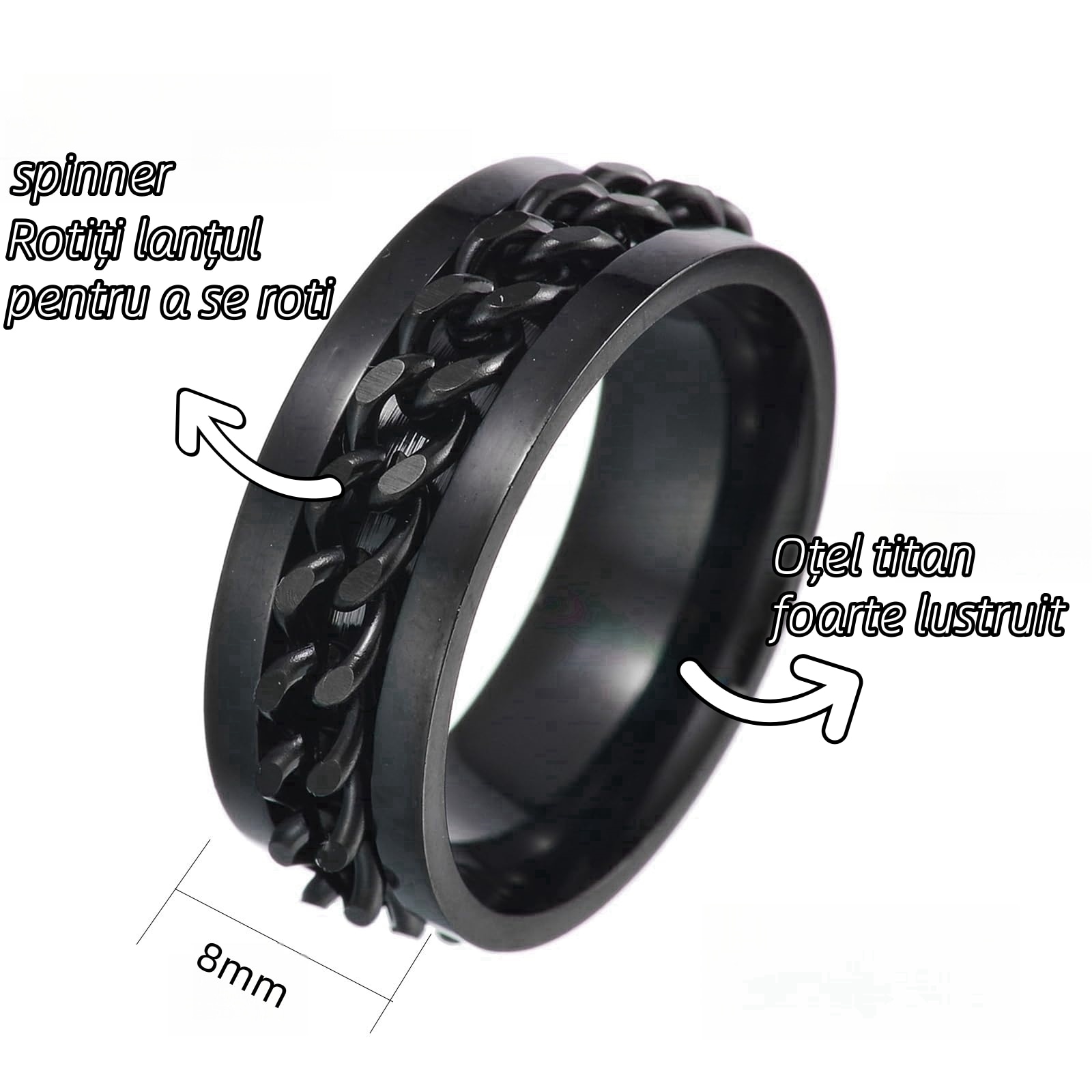 Inel fidget, inel pentru reducerea anxietatii, inel cu lant pentru ...