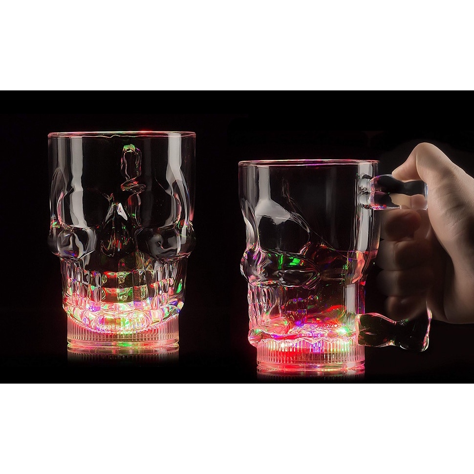 Pahare luminoase, pahare de baut din acril, 600ml, pahar craniu cu LED ...