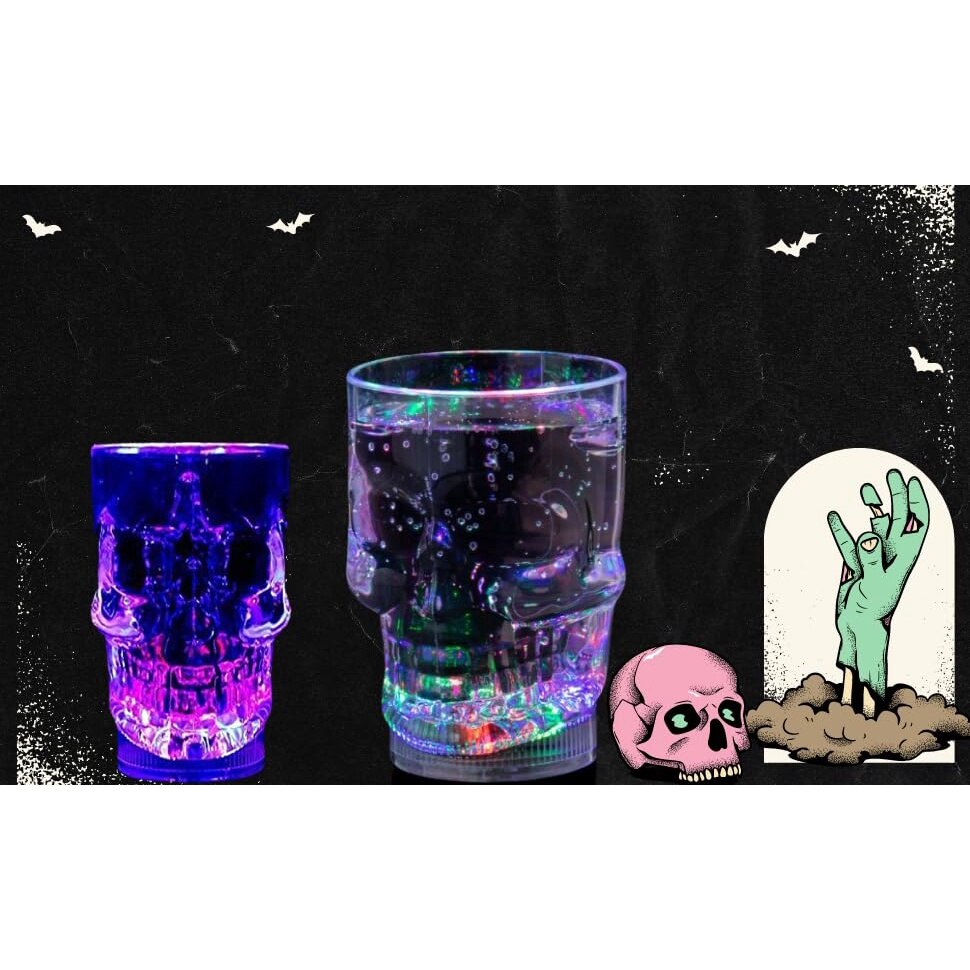 Pahare luminoase, pahare de baut din acril, 600ml, pahar craniu cu LED ...