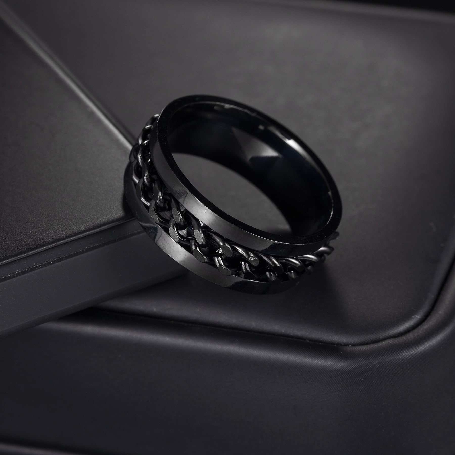 Inel fidget, inel pentru reducerea anxietatii, inel cu lant pentru ...