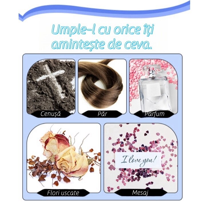 Colier memorial cubic in forma de inima, decorat cu floare de soare ...
