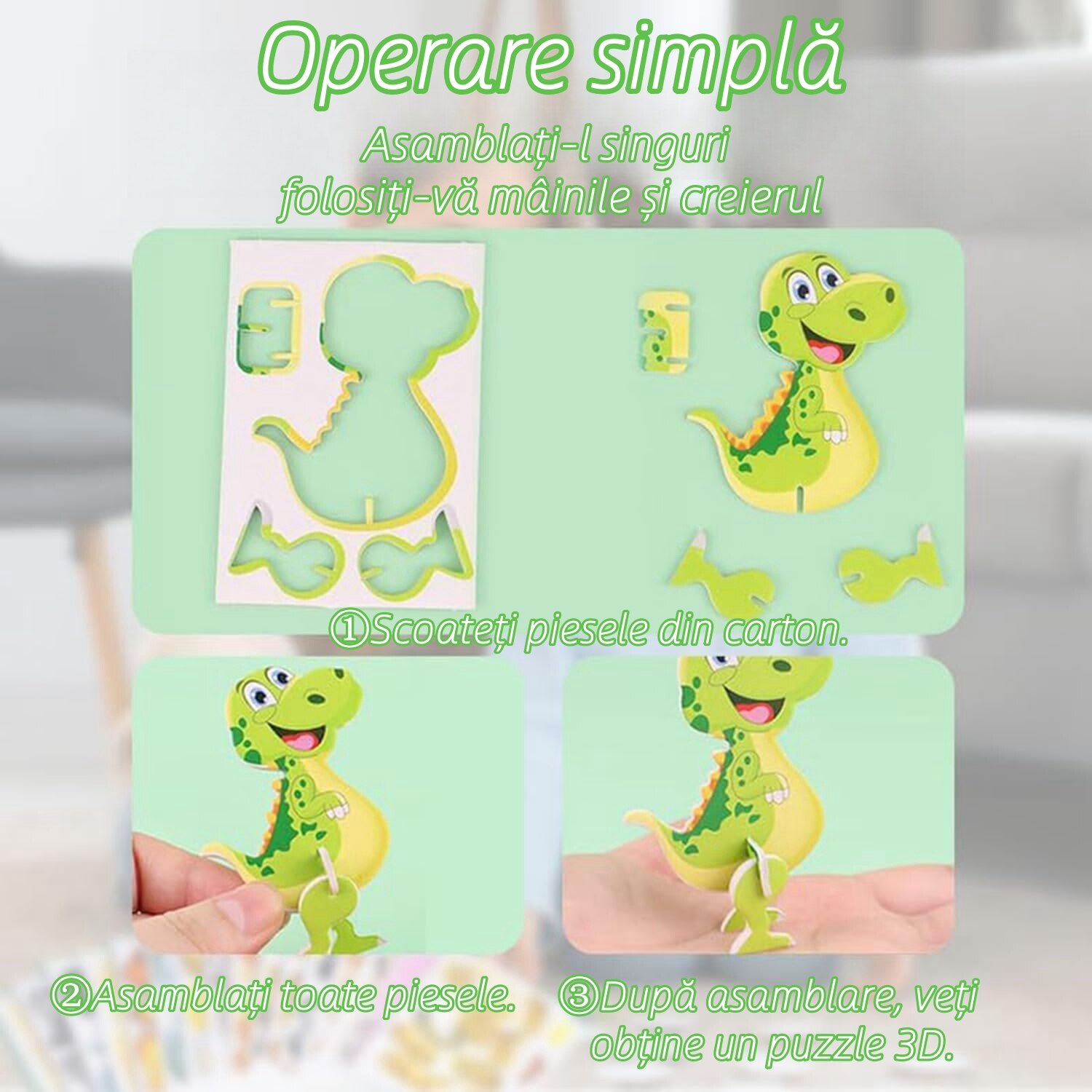 Set de puzzle 3D pentru copii, serie dinozauri, jucarii educationale ...