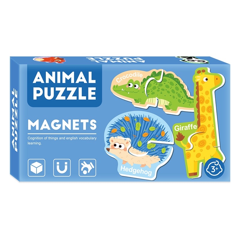 Puzzle magnetic cu animale, 13 puzzle-uri cu animale, animale colorate ...