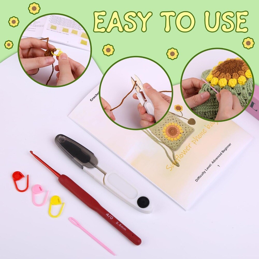 Kit crosetare pentru incepatori, Special MR, design geanta floarea ...