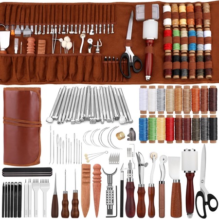 Set de 92 bucati Kit de lucru pentru piele Unelte pentru artizanat din ...