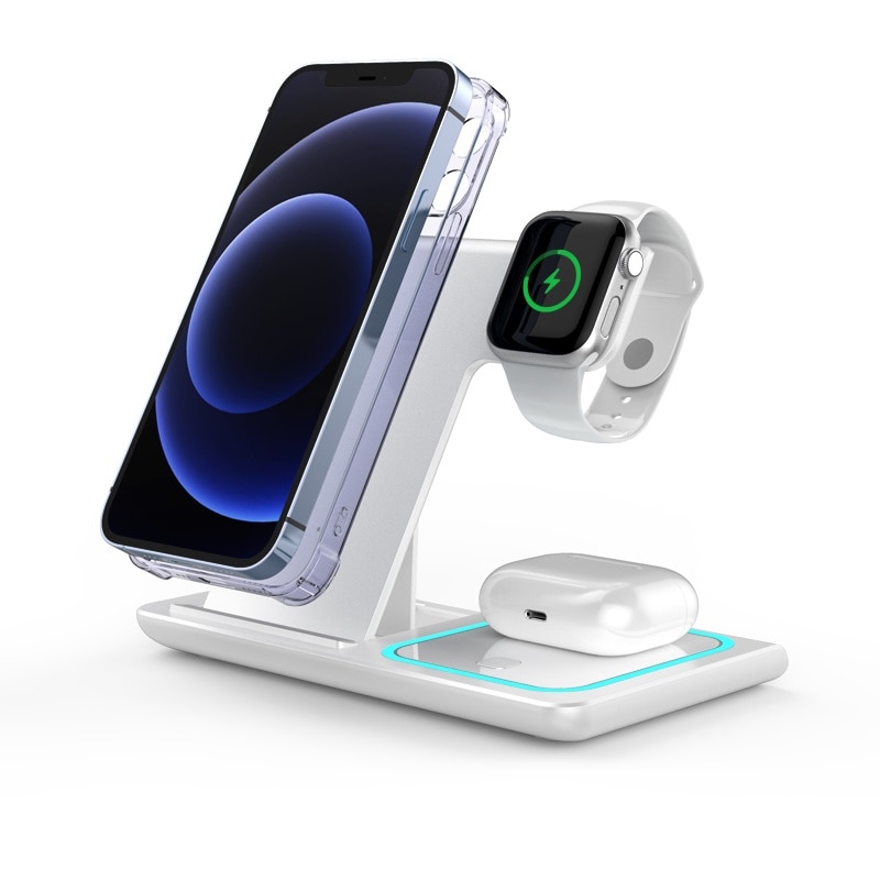 Incarcator wireless 3 in 1, suport pliabil, Statie incarcare pentru ...