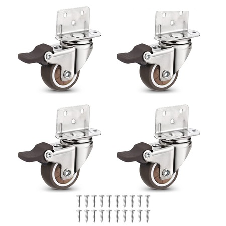 Set de 4 roti pivotante cu blocare, 25 mm, cauciuc, capacitate de ...