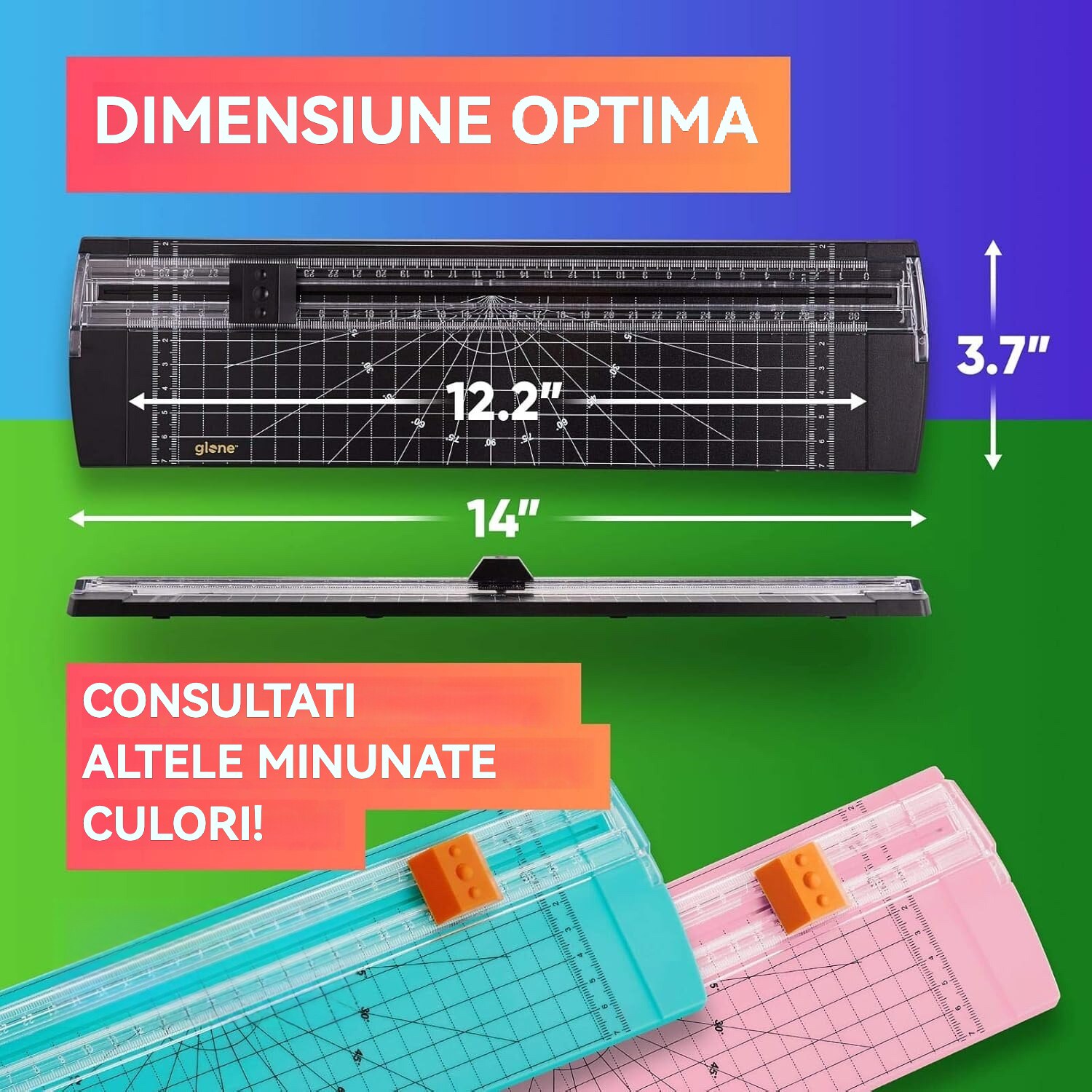 Trimmer de hartie in doua directii, lama ascunsa si design anti ...