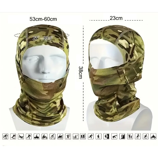 Cagula camuflaj cu fular si masca pentru fata, unisex, pentru ciclism ...