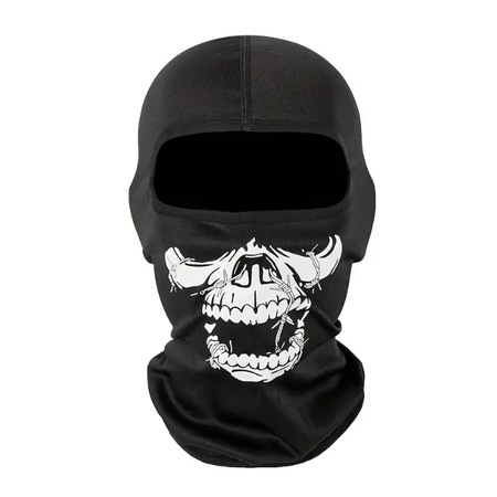 Cagula neagra cu imprimeu craniu, protectie UV si respirabilitate ...
