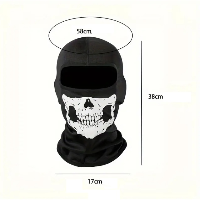 Cagula neagra cu imprimeu craniu, protectie UV si respirabilitate ...