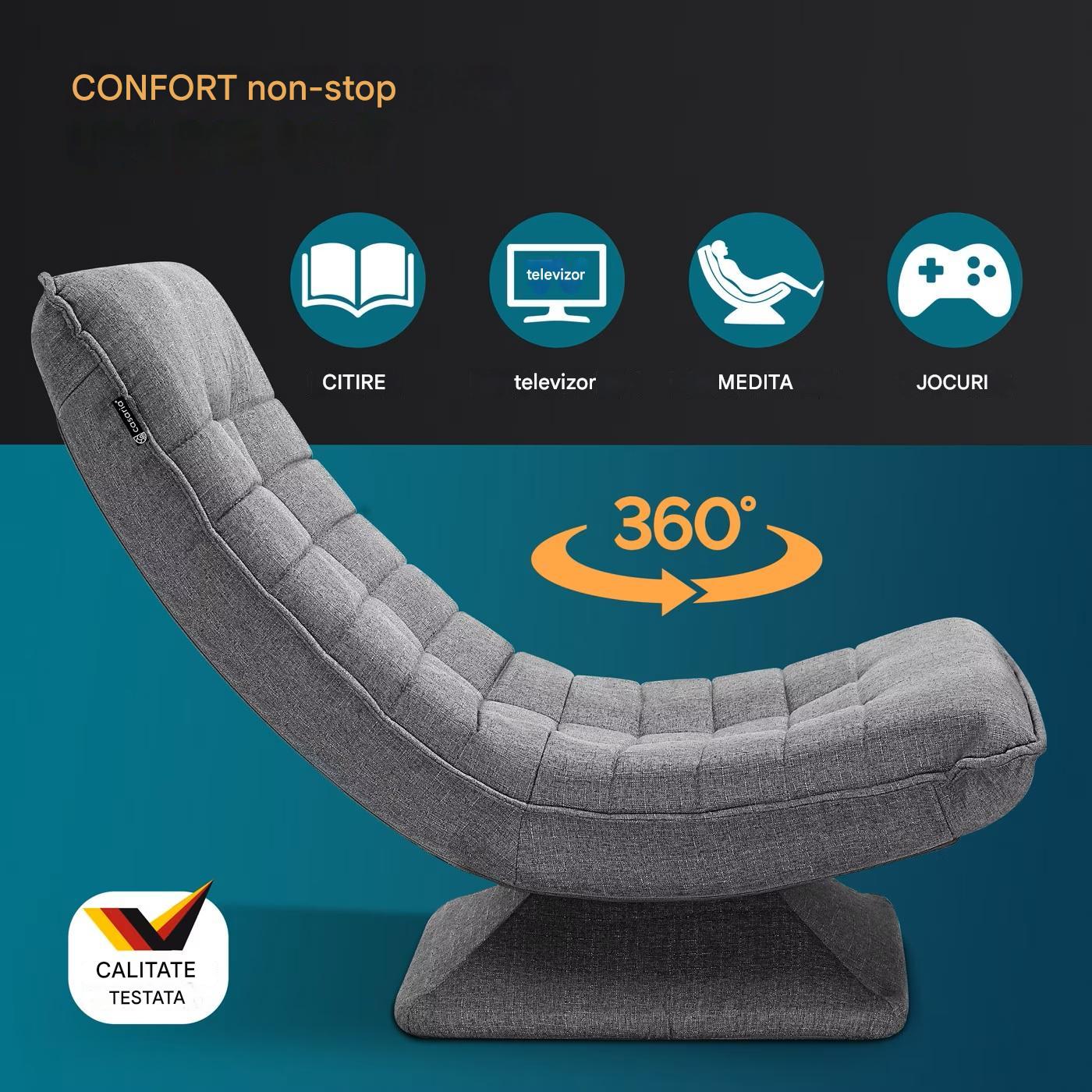 Fotoliu/Scaun relaxare cu 5 pozitii, rotire 360 grade, Casaria, sustine ...