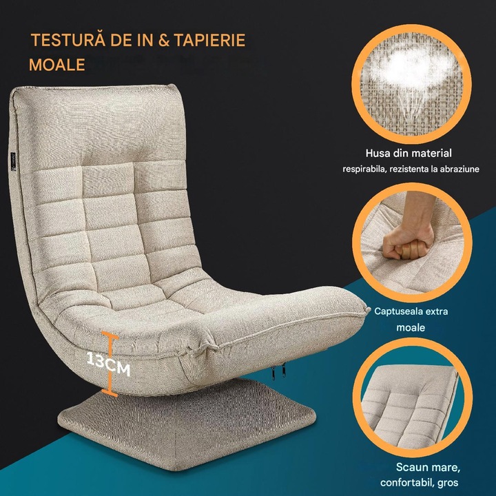 Fotoliu/Scaun relaxare cu 5 pozitii, rotire 360 grade, Casaria ...