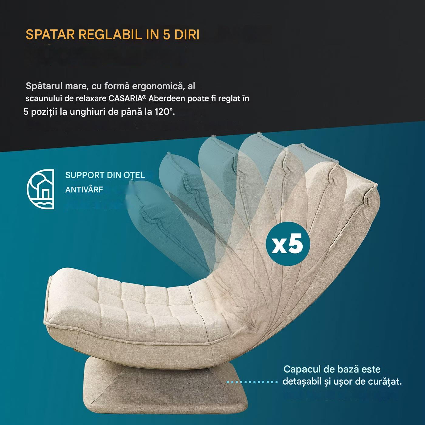 Fotoliu/Scaun relaxare cu 5 pozitii, rotire 360 grade, Casaria ...
