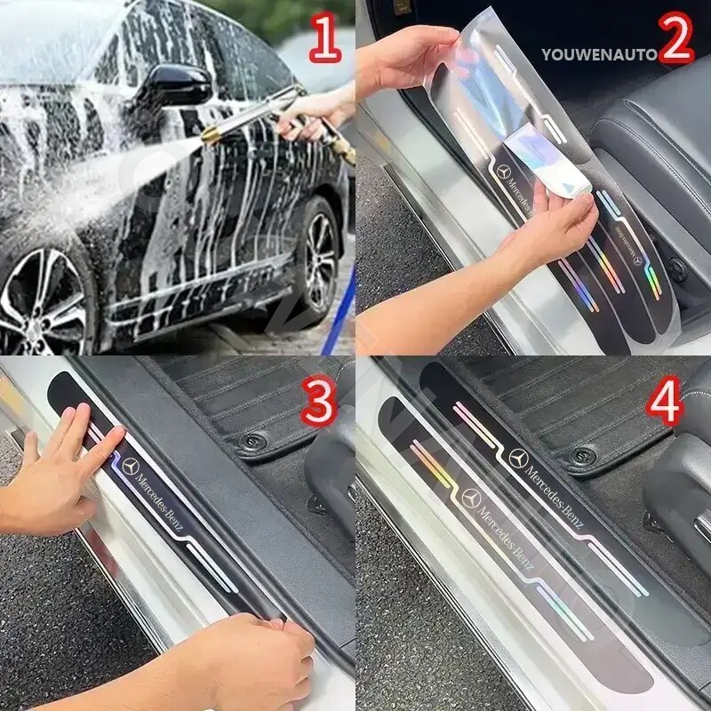 Set 4 Mercedes-Benz Laser Banda de Protectii praguri usi auto, pentru ...