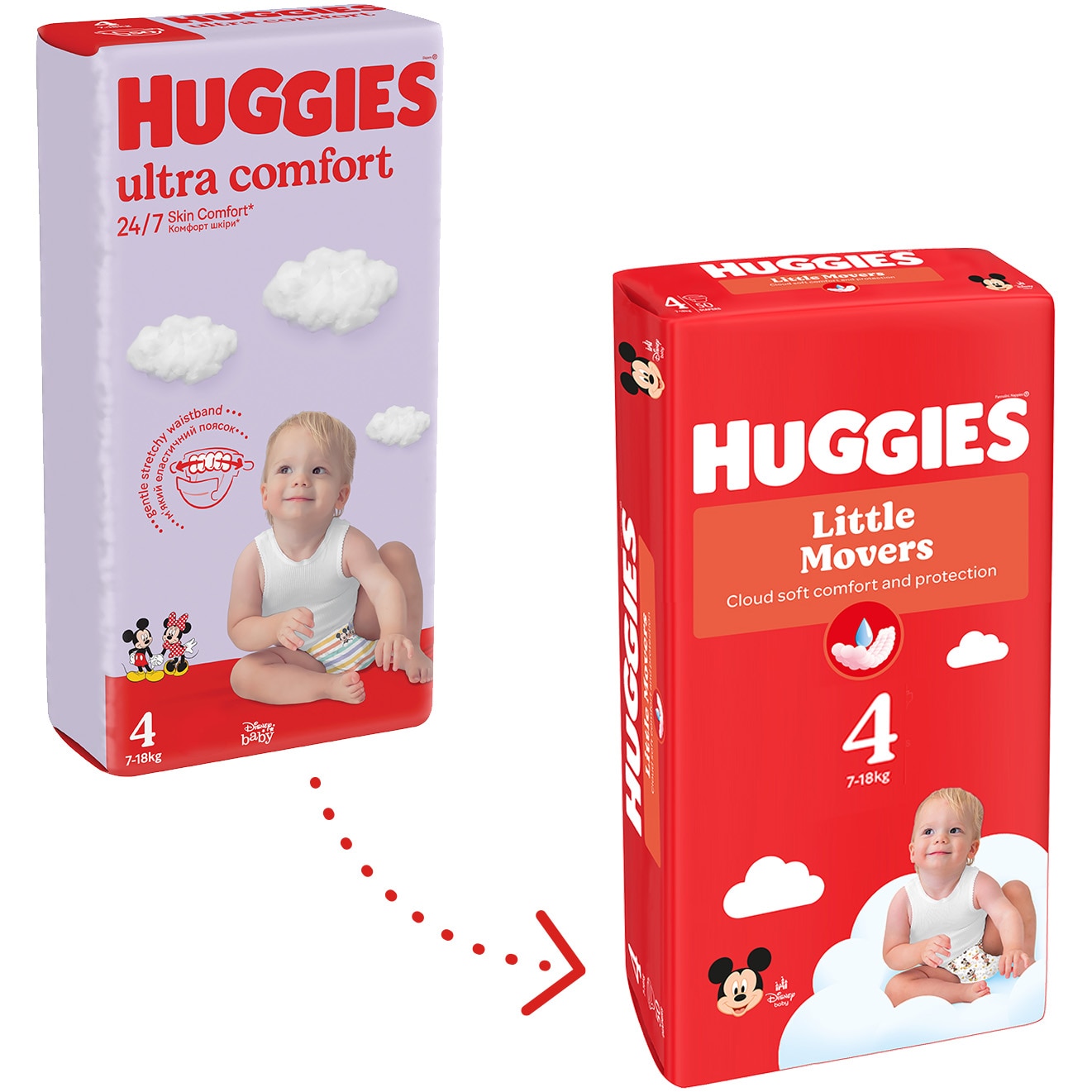 Scutece Huggies Little Movers 4, 7-18 kg, 66 buc - eMAG.ro
