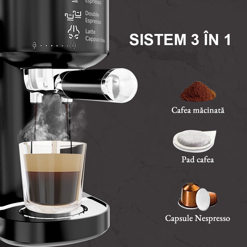 Espressor manual, Spuma de lapte automata, Borcan de sticla pentru ...