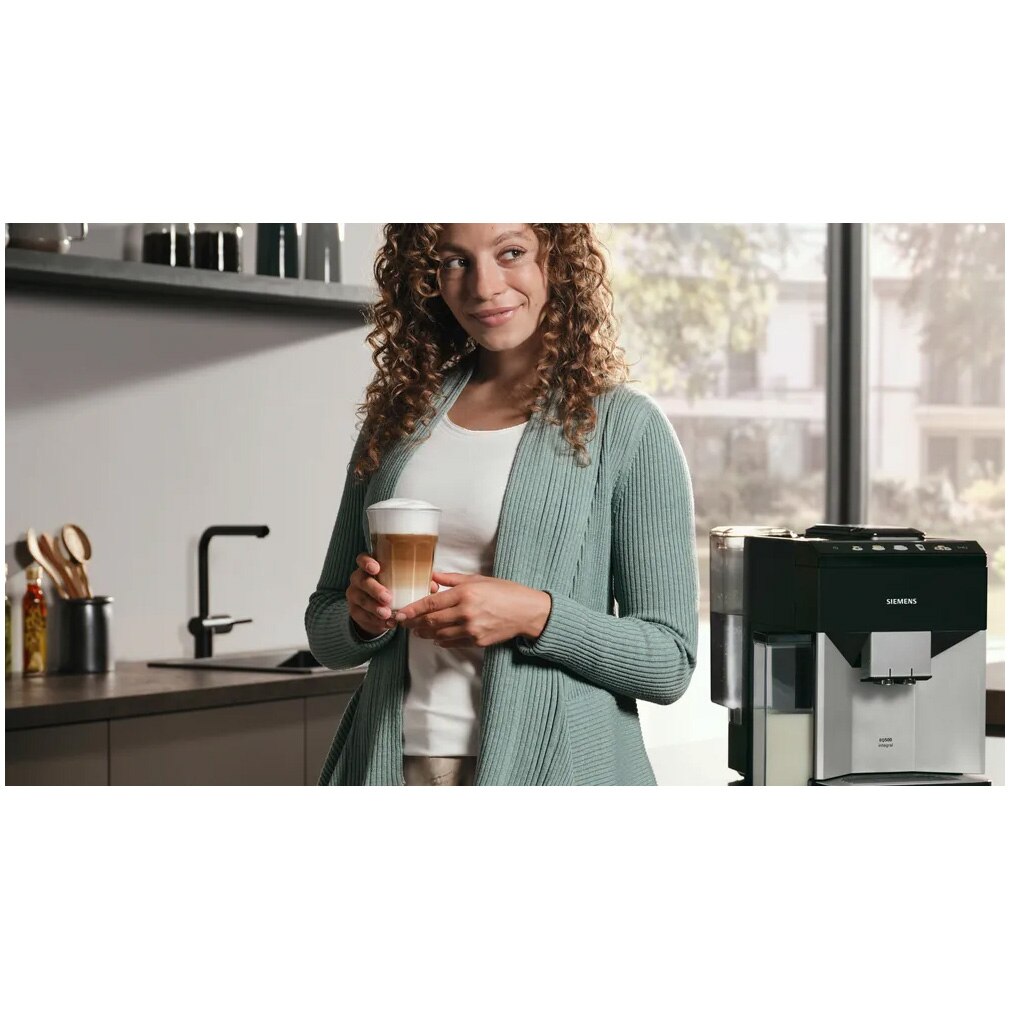 Espressor automat Siemens TQ513R01, 1500W, 15 bari, Rasnita ceramica, Touch control, 10 programe ...