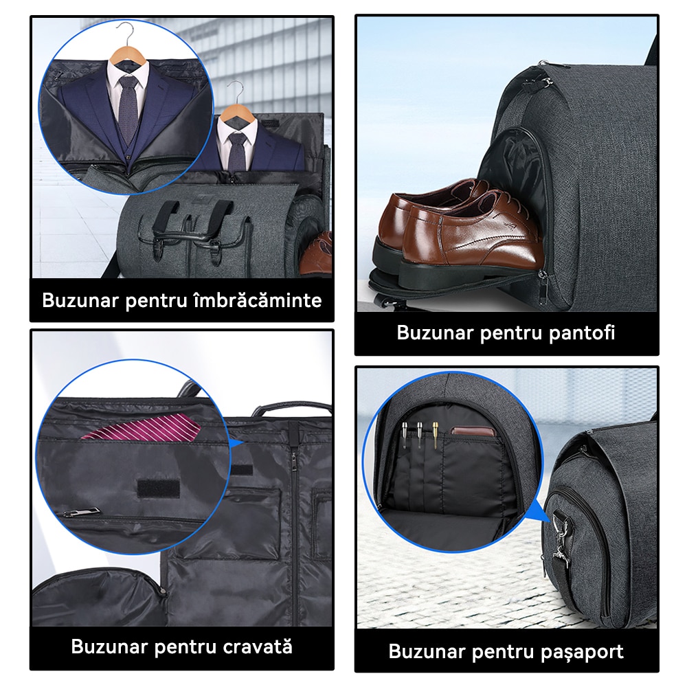 Geanta voiaj pliabila pentru calatorii, Rivinan, 3 in 1, 45L, Design ...